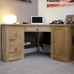 #1 Burniston Oak Corner Computer Desk | Corner Desk in Oak - Only Oak