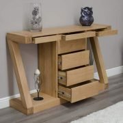Z Solid Oak Wide Console with Drawers