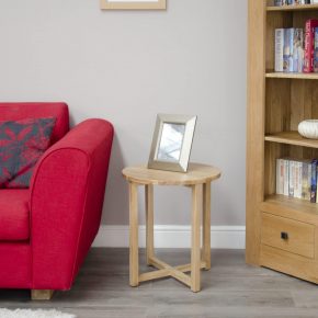 Bordeaux Oak Round Lamp Table - Only Oak Furniture - Free Delivery