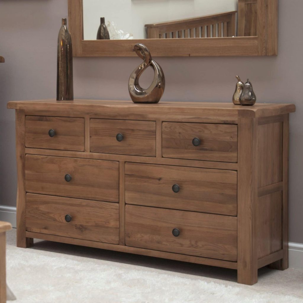 Rustic Oak Wide Chest Drawers - Only Oak Furniture - Free Delivery