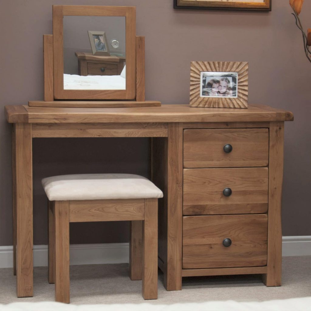 Rustic Oak Dressing Table and Stool - Only Oak Furniture - Free Delivery