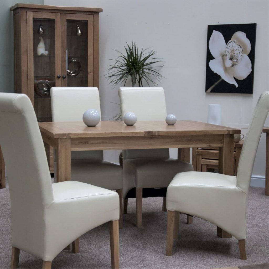 Rustic Oak Twin Leaf Dining Table - Only Oak Furniture - Free Delivery