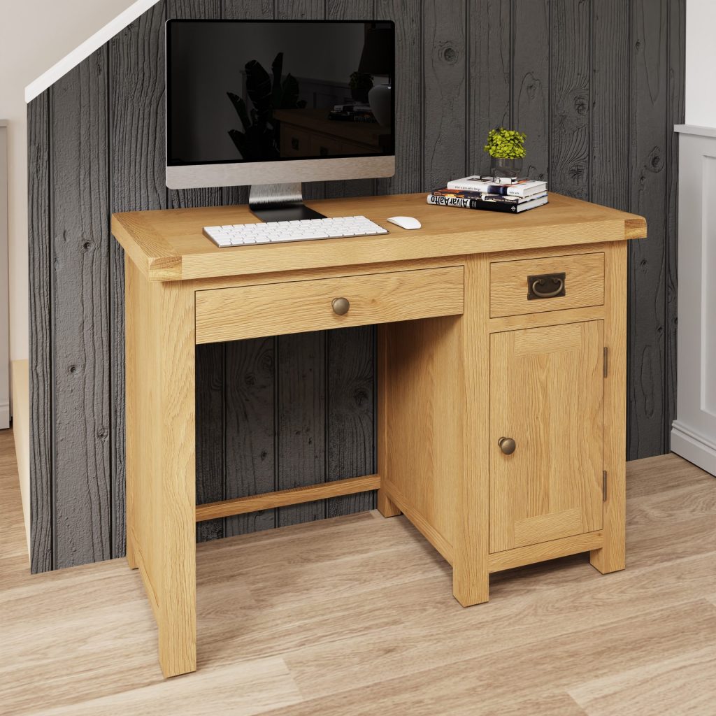 Carthorpe Oak Single Computer Desk - Only Oak Furniture - Shop Now