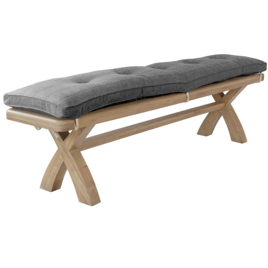 Ryedale Oak 100% Wool Grey Check Bench Cushion | Sale Now On