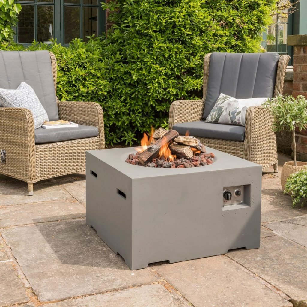 Cocoon Small Square Fire Pit - Grey - Only Oak Furniture