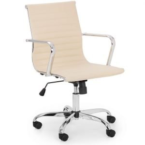 Gio Ivory & Chrome Office Chair - Only Oak Furniture