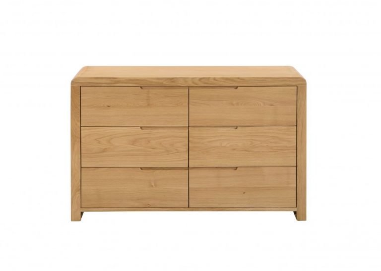 Curve 6 Drawer Wide Chest - Only Oak Furniture