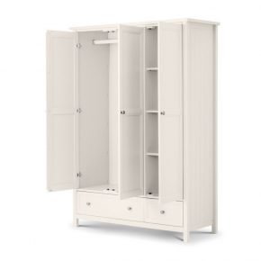 Maine 3 Door Combination Wardrobe - Surf White - Only Oak Furniture