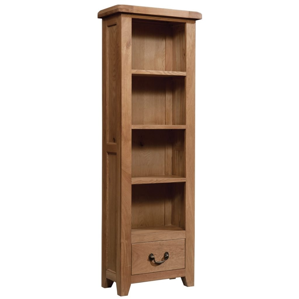 Sagitta Oak Tall Narrow Bookcase - Only Oak Furniture