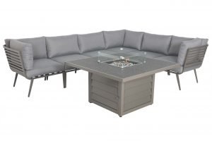 Mayfair 10 Seat Corner Fire Pit Set - Grey - Free UK Delivery*