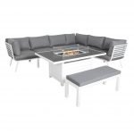 Mayfair 10 Seat Corner Fire Pit Set - Grey - Free UK Delivery*