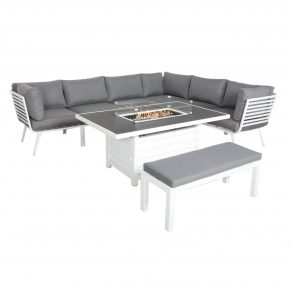 Mayfair 10 Seat Corner Fire Pit Set - Grey - Free UK Delivery*