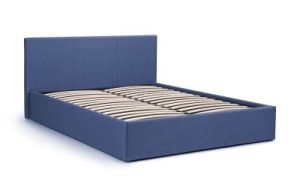 Rialto Lift Up Storage Bed Dark Blue Linen 150cm - Only Oak Furniture