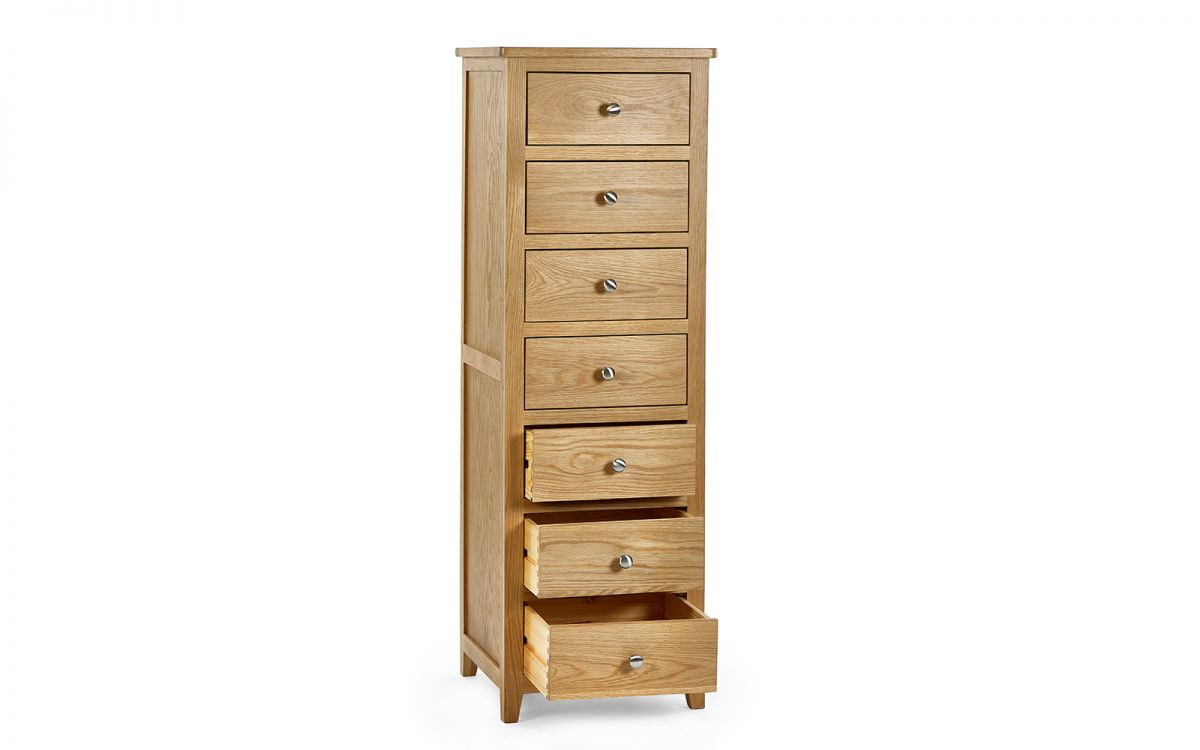 Mallory 7 Drawer Narrow Chest – Fsc Mix - Only Oak Furniture