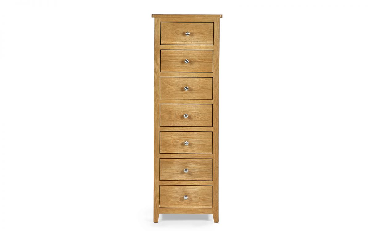 Mallory 7 Drawer Narrow Chest – Fsc Mix - Only Oak Furniture