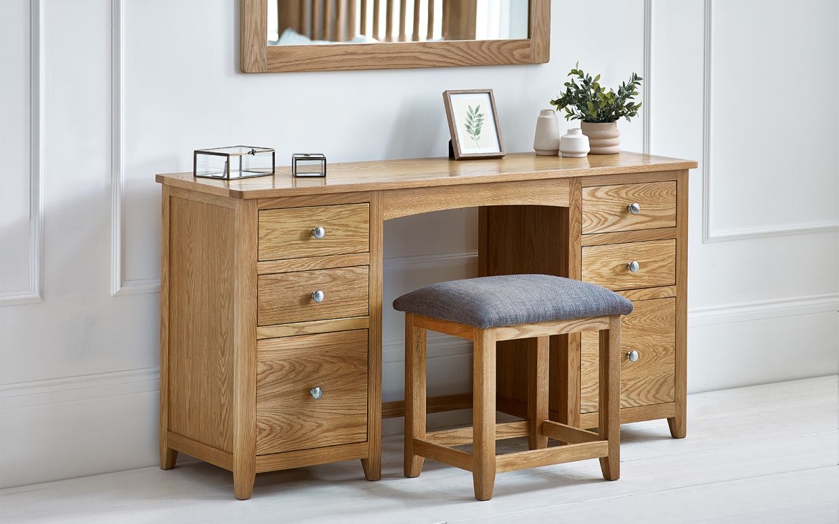 Mallory Twin Pedestal Dressing Table + Stool Set – Fsc Mix - Only Oak ...
