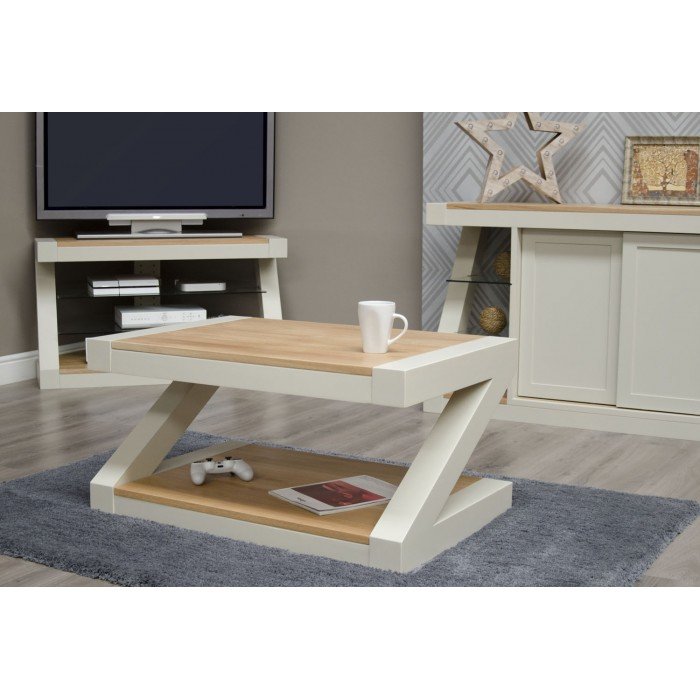 Painted Z 3x2 Coffee Table Natural Top - Only Oak Furniture