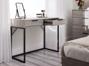 Bali 2 Drawer Dressing Table/desk - Grey Oak - Only Oak Furniture