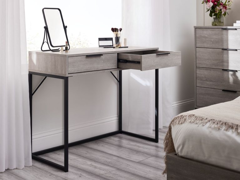 Bali 2 Drawer Dressing Table/desk - Grey Oak - Only Oak Furniture