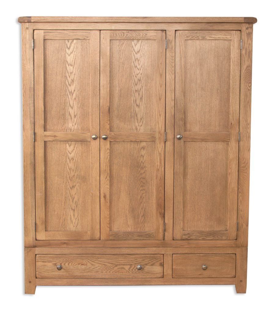 Manu Country Bedroom 3 Door 2 Drawer Wardrobe - Only Oak Furniture