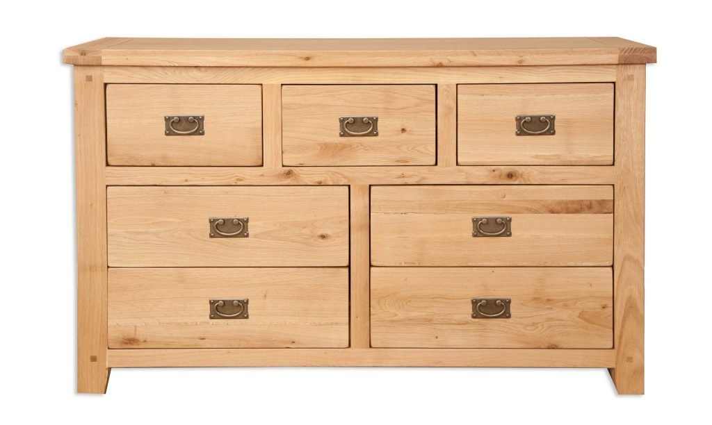 Manu Natural 7 Drawer Wide Chest - Only Oak Furniture