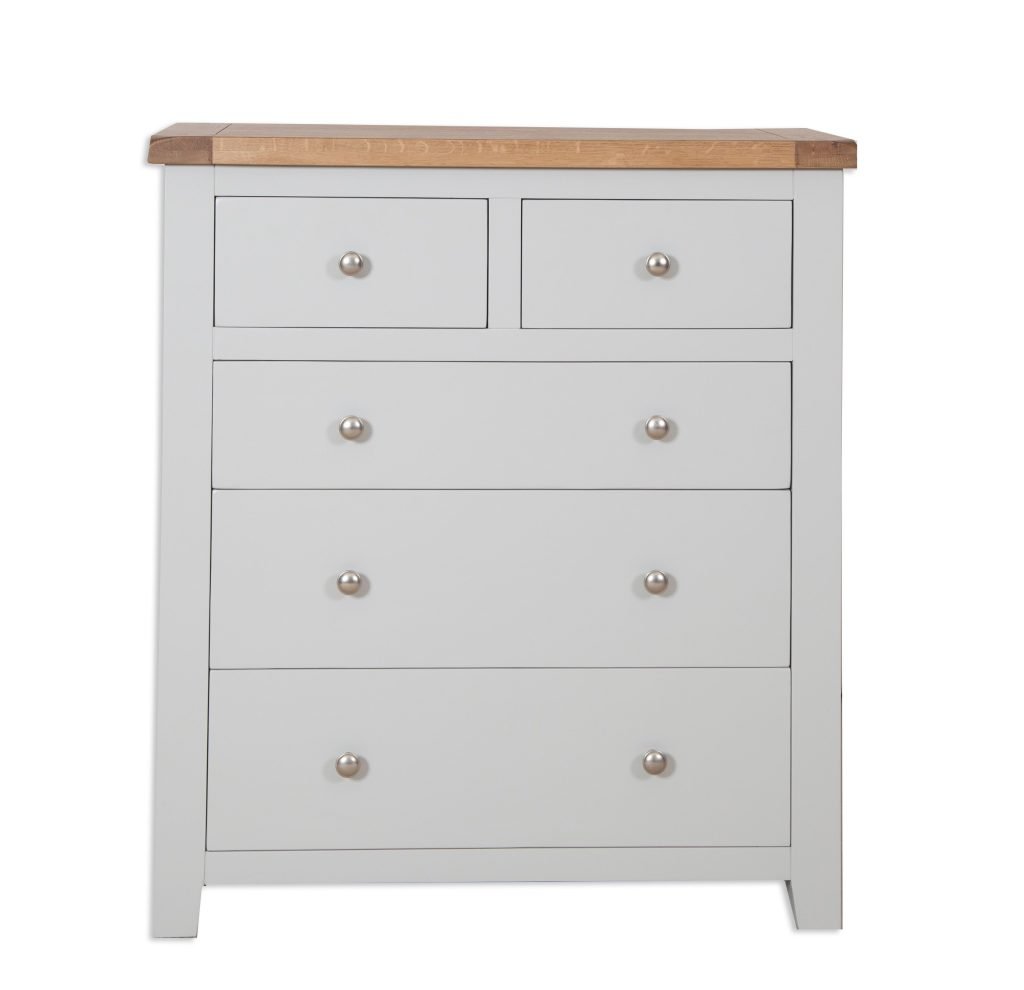 Manu French Grey 2 Over 3 Chest - Only Oak Furniture