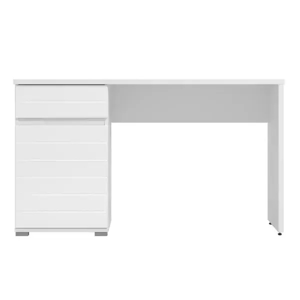 Lami White Gloss Computer Desk With Drawers - Only Oak Furniture