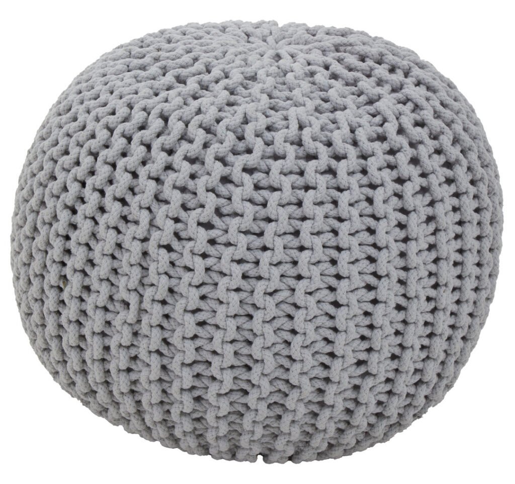 Littora Grey knit Pouffe - Only Oak Furniture