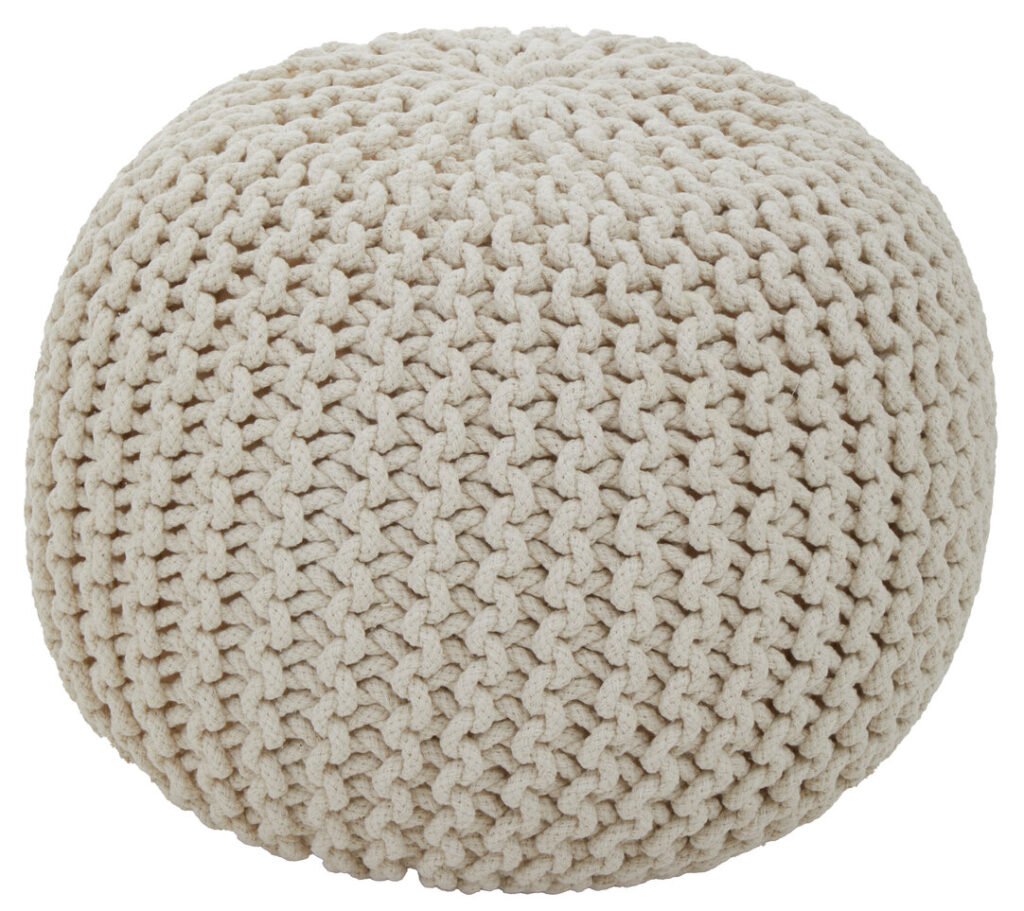 Littora Knit Cream Pouffe - Only Oak Furniture