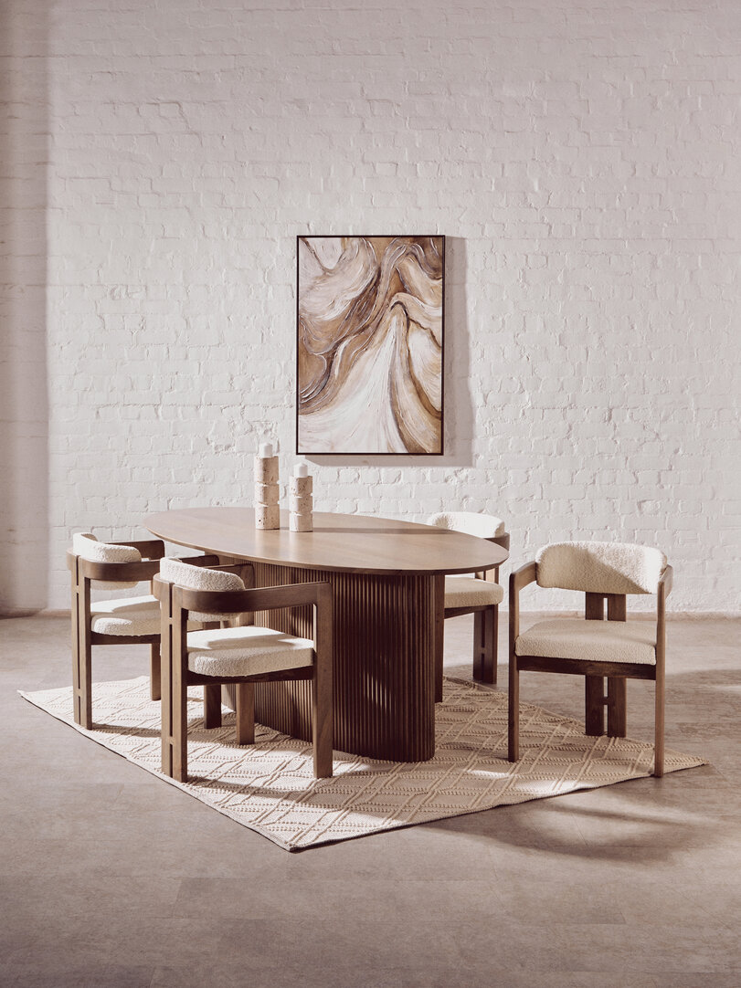 Torelli Grey Mango Wood Oval Dining Table - Only Oak Furniture