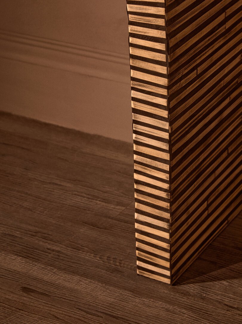 Brixton Bamboo Inlay Curved Console Table - Only Oak Furniture