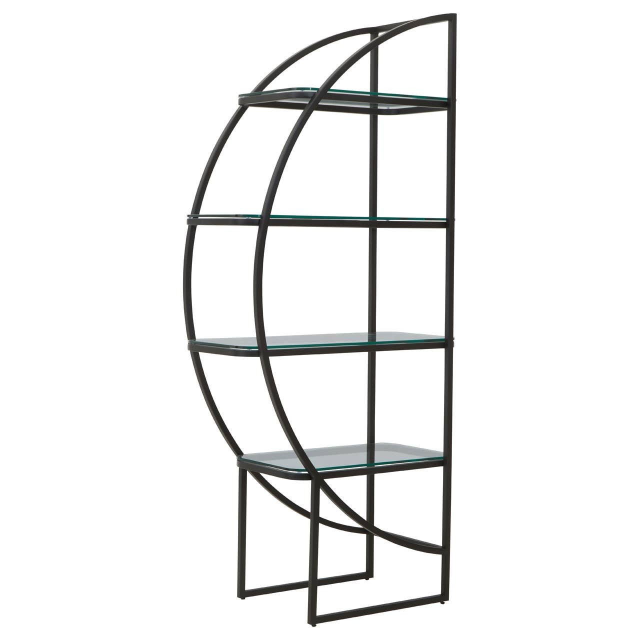 Vantoria Left Half Moon Black Shelf Unit - Only Oak Furniture