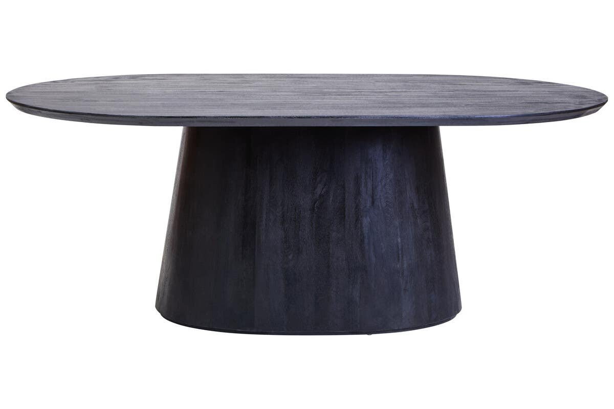 Perdelle Mango Wood Oval Dining Table in Black Finish - Only Oak Furniture